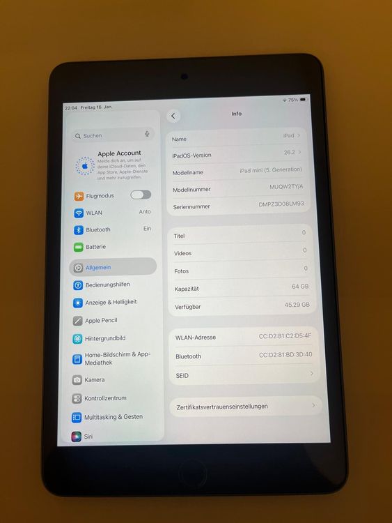 Gerät: iPad mini (5. Generation) (Wi-Fi) (Gebraucht) in Egnach für CHF ...