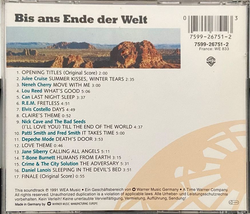 Bis Ans Ende Der Welt Cd Soundtrack • Wim Wenders • R E M Kaufen Auf