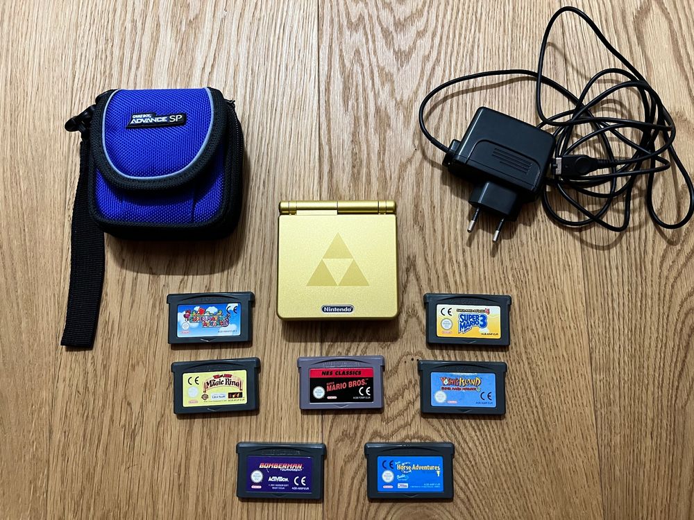 TOP Gameboy Advance SP Gold Zelda Edition + 7 Games + Case (Gebraucht ...