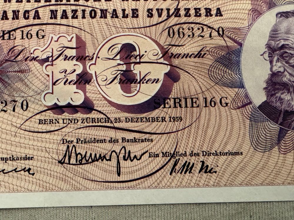 Alte Banknoten 10Fr. 1959 Nr 11 | Kaufen auf Ricardo