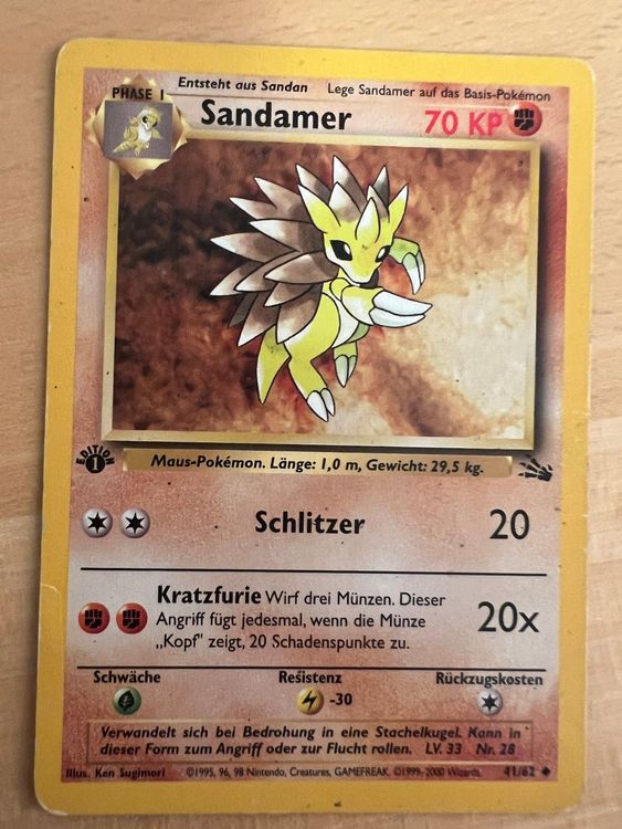Pokemon TCG 🔥 SANDAMER FIRST EDITION Fossil Set 2000 (Neu (gemäss ...