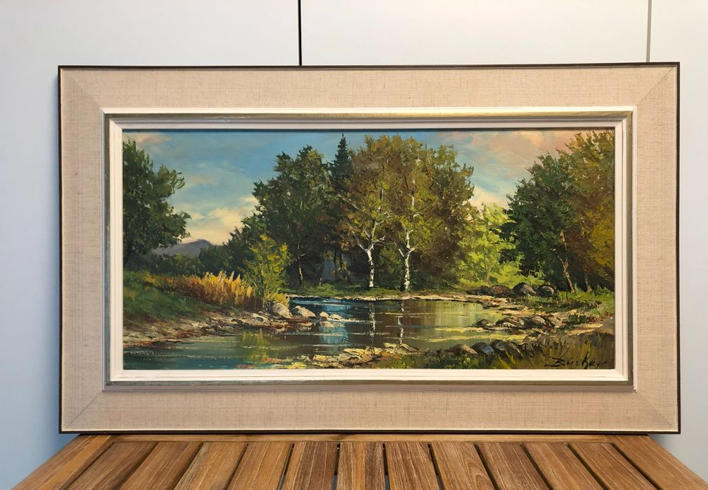 Ein paradiesischer Wald, antikes Gemälde, 87cm breitx 51.5cm | Kaufen auf Ricardo