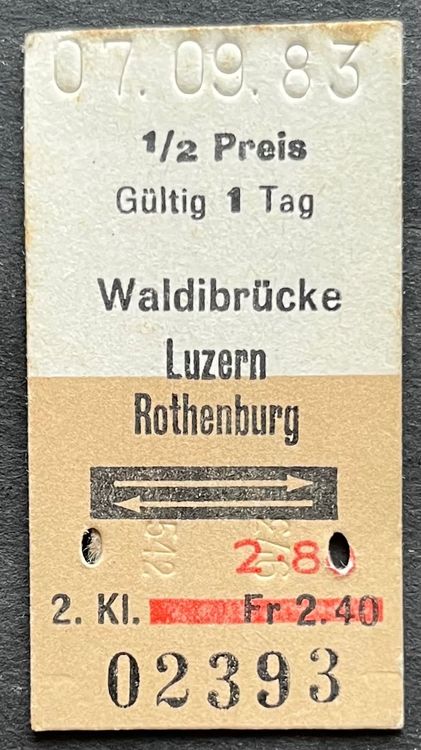 Waldibrücke Luzern Rothenburg /Billett 1983 (Gebraucht) in Wabern für CHF 3 – mit Lieferung auf ...