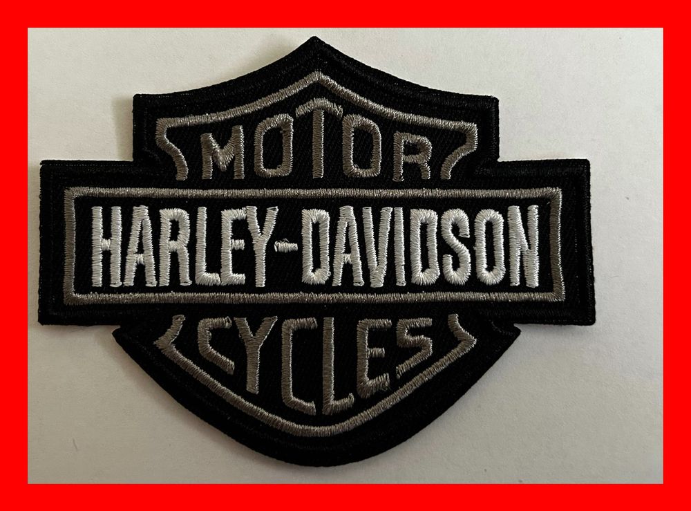 Harley Davidson Badge Aufnäher Motorrad Schwarz Weiss Patch (Neu und originalverpackt) in ...
