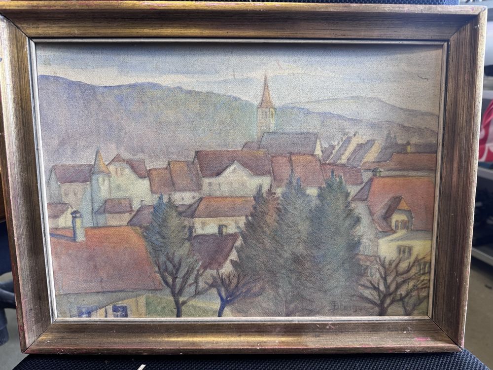 Aquarell Schweizer Stadt, Signiert, gerahmt (Gebraucht) in Strengelbach für CHF 5 – mit ...