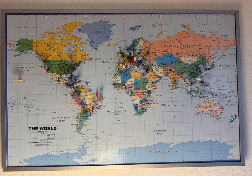 Weltkarte mit Stecknadeln (Gebraucht) in Zürich für CHF 19 – nur Abholung auf Ricardo kaufen