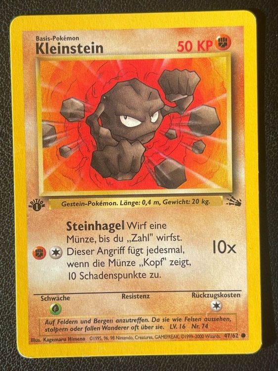 Kleinstein 47/62 1. Edition Pokémon Fossil | Kaufen auf Ricardo