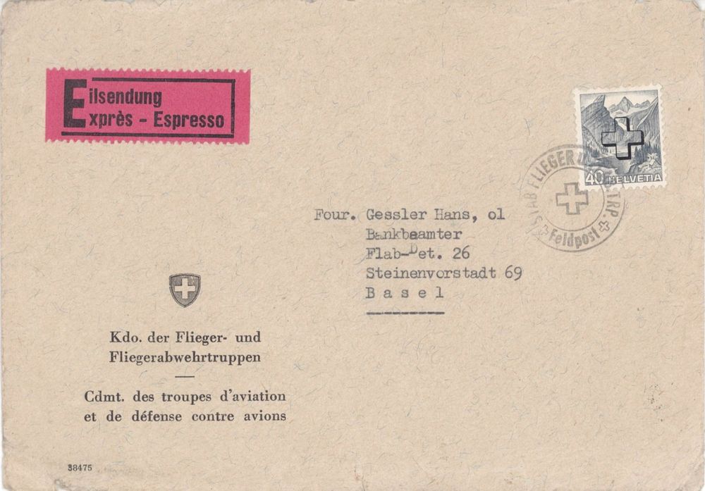 Feldpost mit ...... Flieger Express Empfangsstempel (Gebraucht) in Bazenheid für CHF 2.5 – mit ...