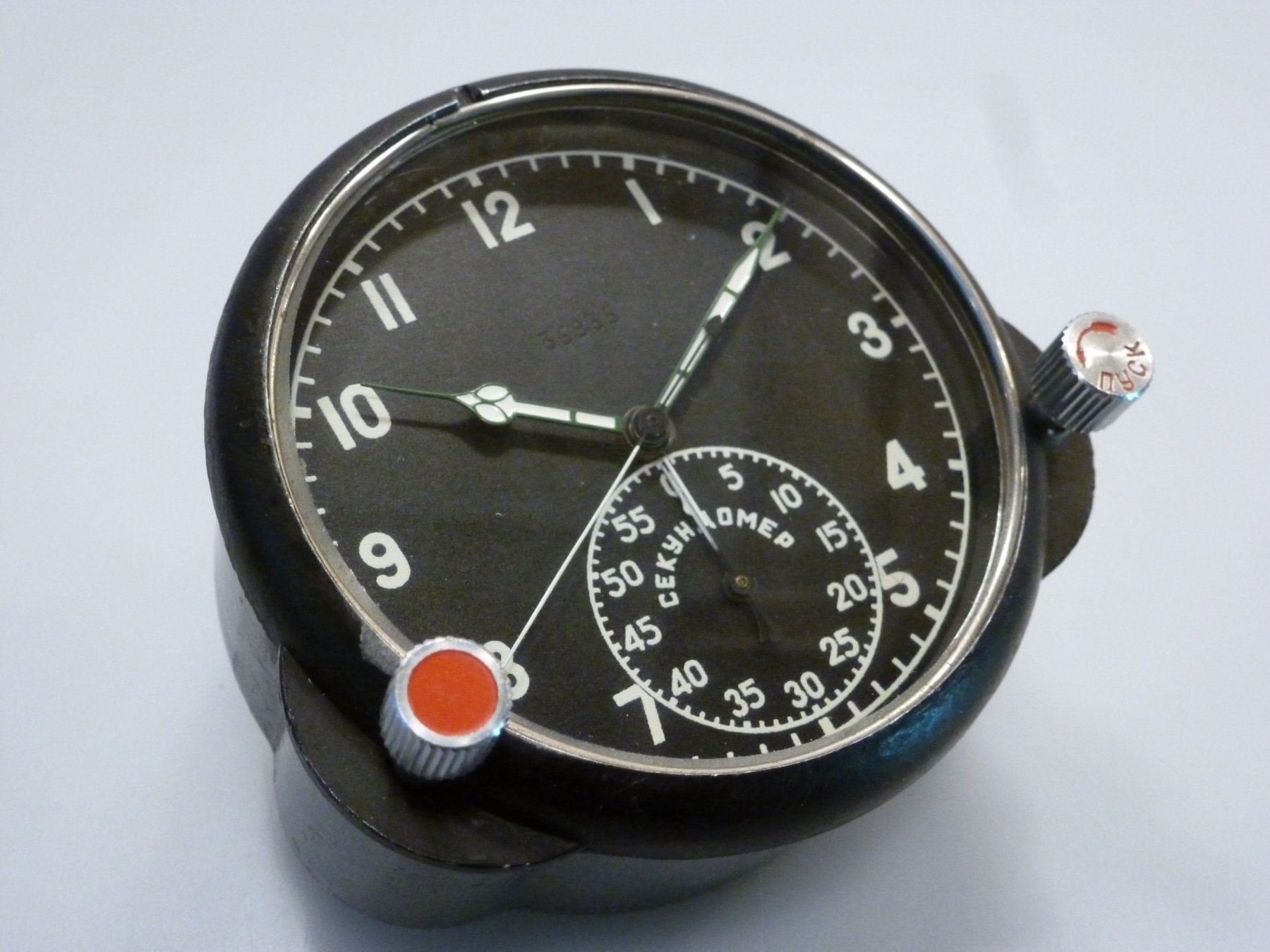 Soviet aircraft clock USSR (Flugzeug-Uhr) mit Holz Ständer (Gebraucht ...