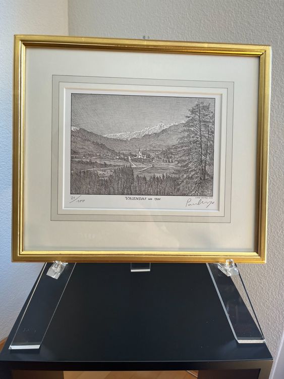 "VALENDAS, Surselva, um 1900" - Originalgrafik von Paul Wyss (Neu (gemäss Beschreibung)) in ...
