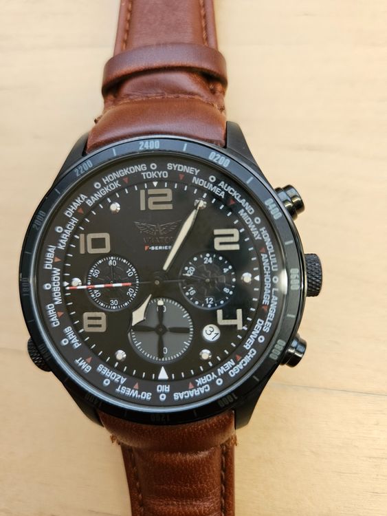 AVIATOR Armbanduhr Pilotenuhr Chronograph AVW1266G153 braun | Kaufen ...