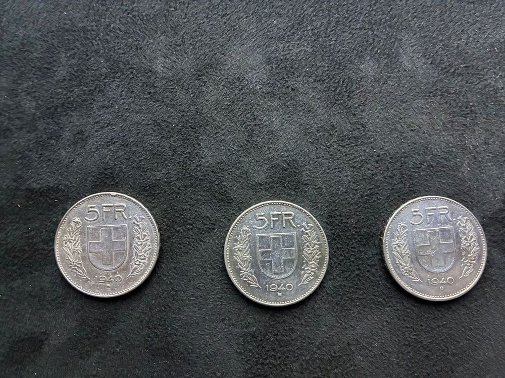 3 monete rare da 5 franchi svizzeri 1940 - Argento (Gebraucht) in ...
