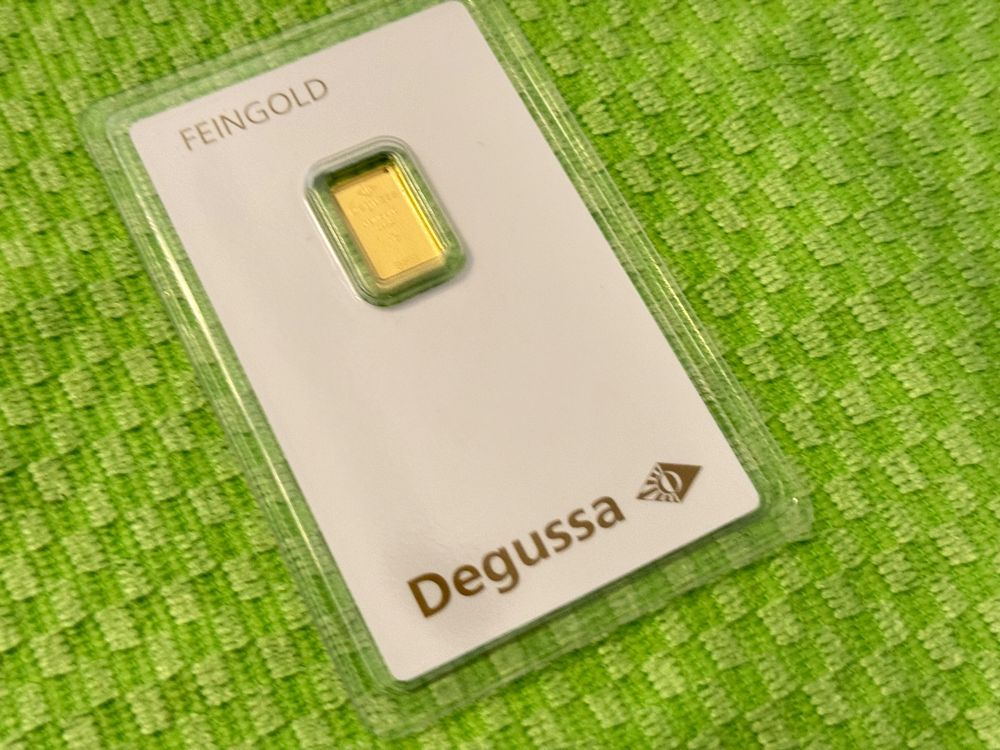 1 Gramm DEGUSSA, Goldbarren, feingold 999,9 (Neu und originalverpackt ...