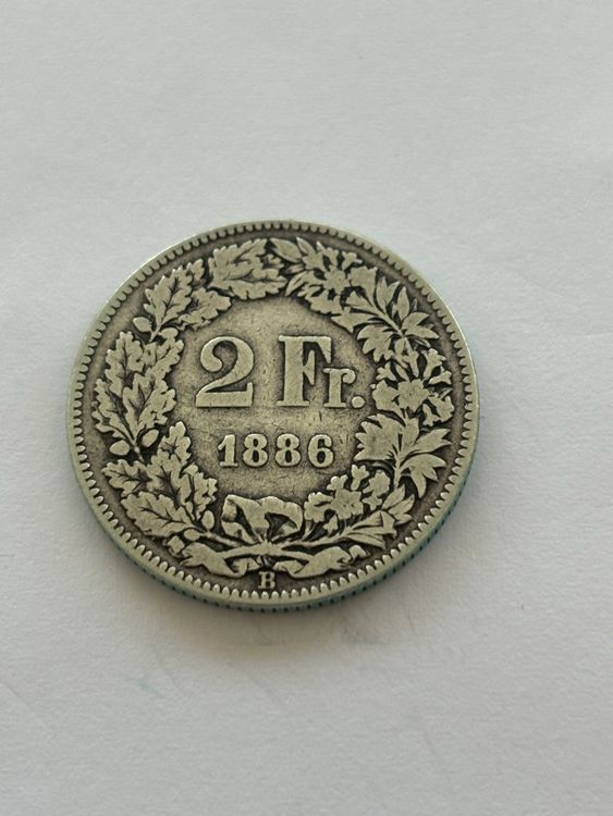 Silbermünze 2 Fr. 1886, Helvetia, Schweiz (Gebraucht) in Langnau am Albis für CHF 7.5 – mit ...