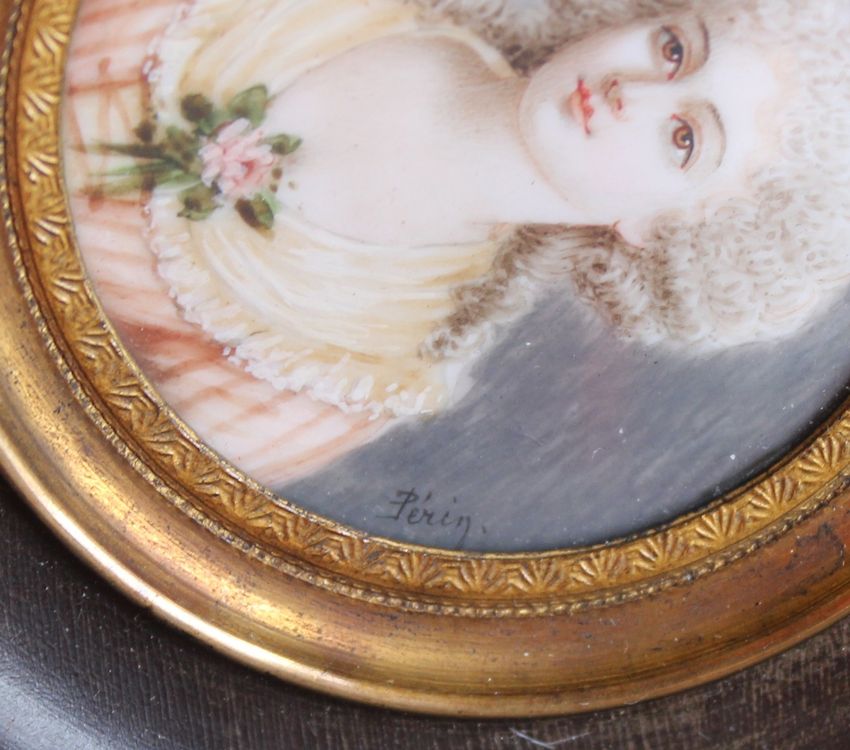 Miniatur Malerei elegante Dame signiert Périn um 1870 (Gebraucht) in Zürich für CHF 43 – mit ...