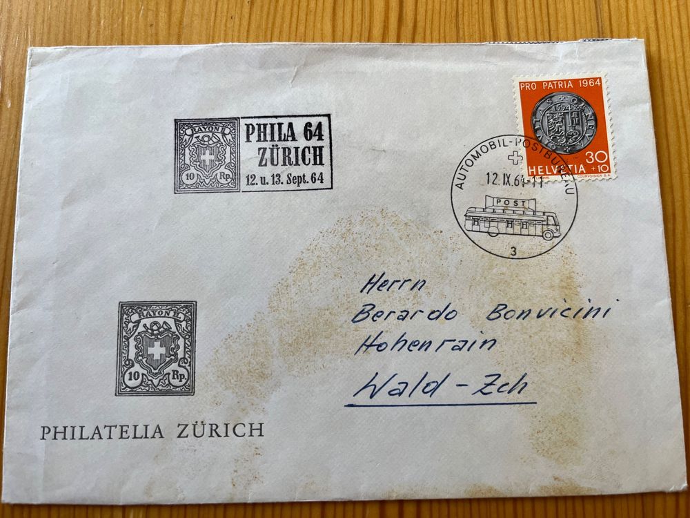 Pro Patria 1964 gestempelt Phila 64 Zürich Automobil-Post (Gebraucht ...