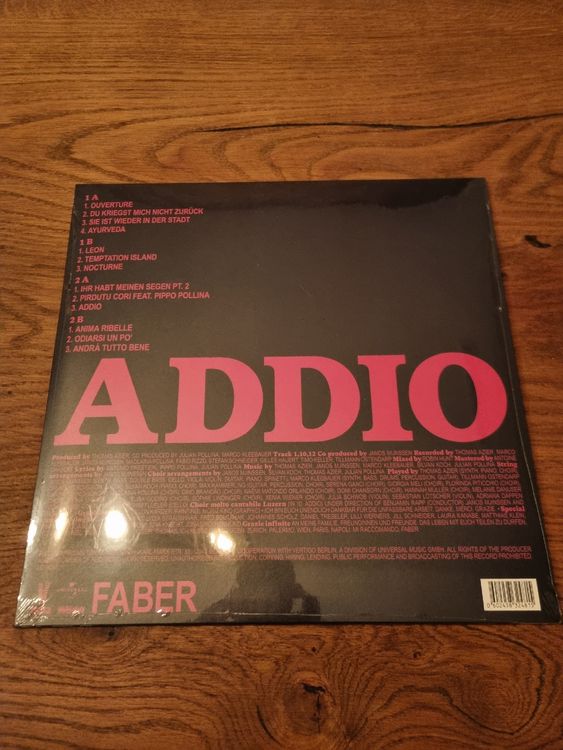 Faber Addio Vinyl (Neu und originalverpackt) in Emmen für CHF 1 – mit ...