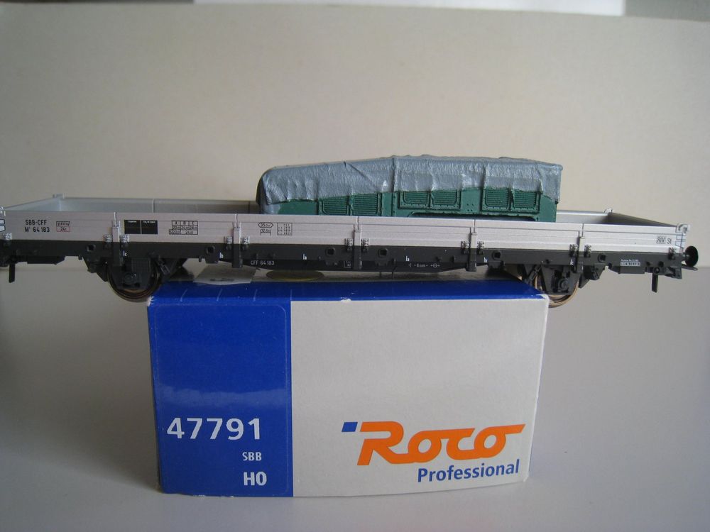 Roco, SBB Flachwagen mit Krokodilvorbau als Ladegut 47791 (Neu (gemäss ...