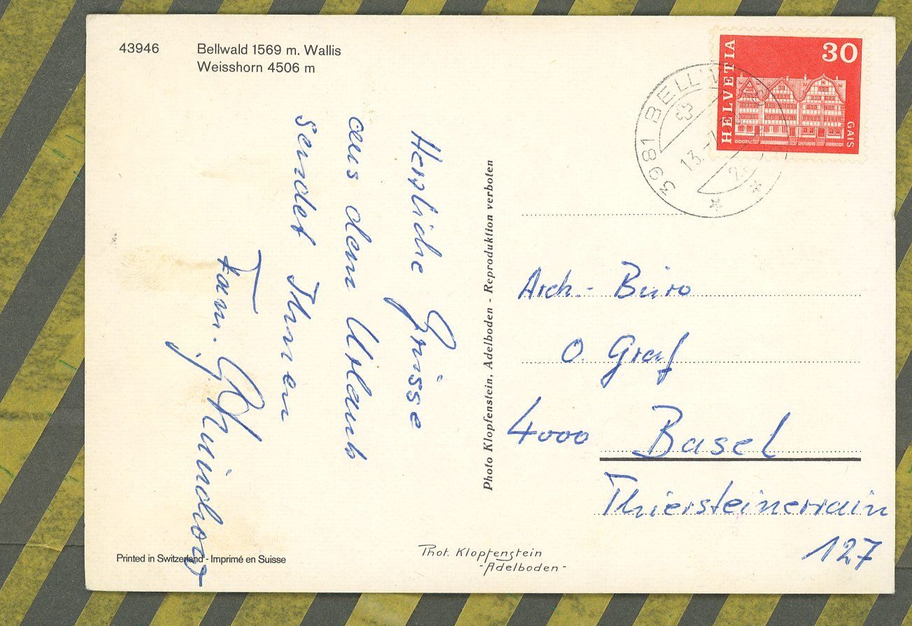 AK color Bellwald VS Dorf, Weisshorn ≈ 1970 (Gebraucht) in Basel für ...