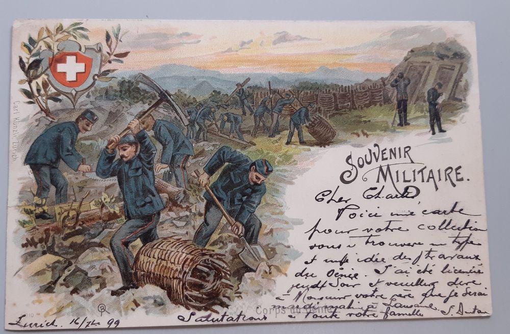 AK CP Litho Souvenir militaire Corps du Génie Rasierklingen (Gebraucht) in Gurtnellen für CHF 5 ...