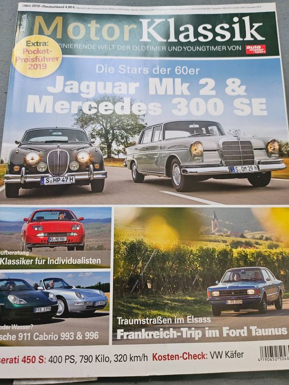 Motor Klassik 3/19 Jaguar MK2 Mercedes 300 SE DBS Käfer xx (Gebraucht) in Flawil für CHF 14 ...