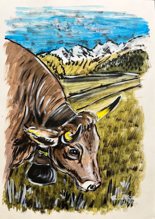 G. Egger Gouasch Gemälde von ein Kuh | Kaufen auf Ricardo