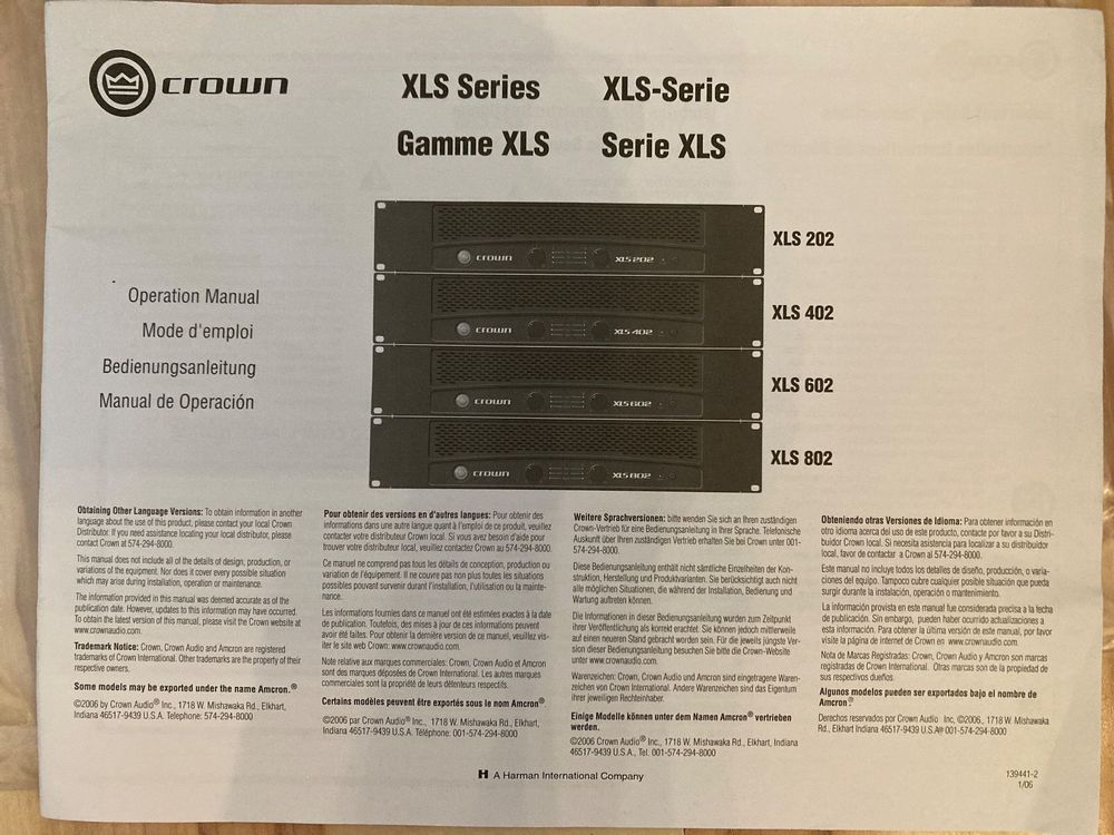 CROWN XLS 202 Power Amplifier Verstärker inkl Transportbox (Gebraucht ...