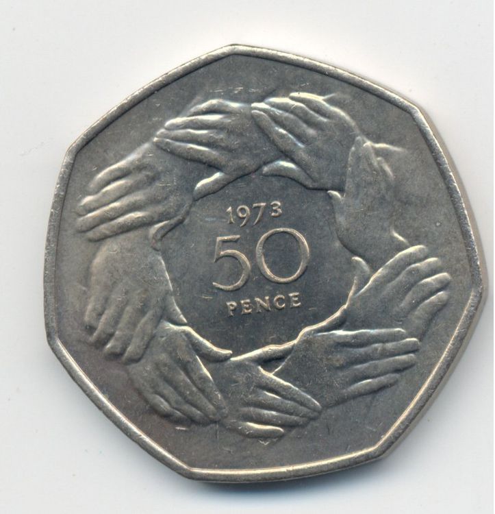 England Grossbritannien 50 Pence 1973 Eintritt in die EG (Neu (gemäss ...
