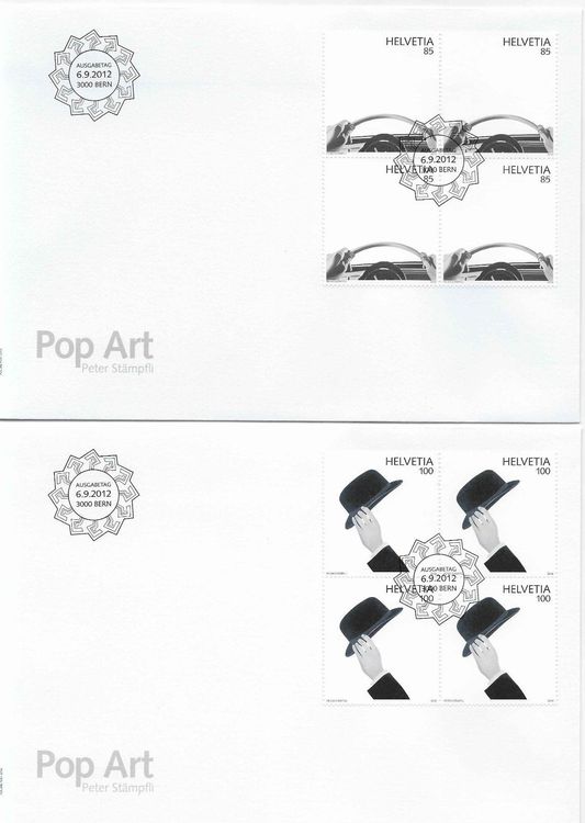 2012:Pop Art Viererblock Serie No 1438-1440 FDC (Grossform.) (Gebraucht ...