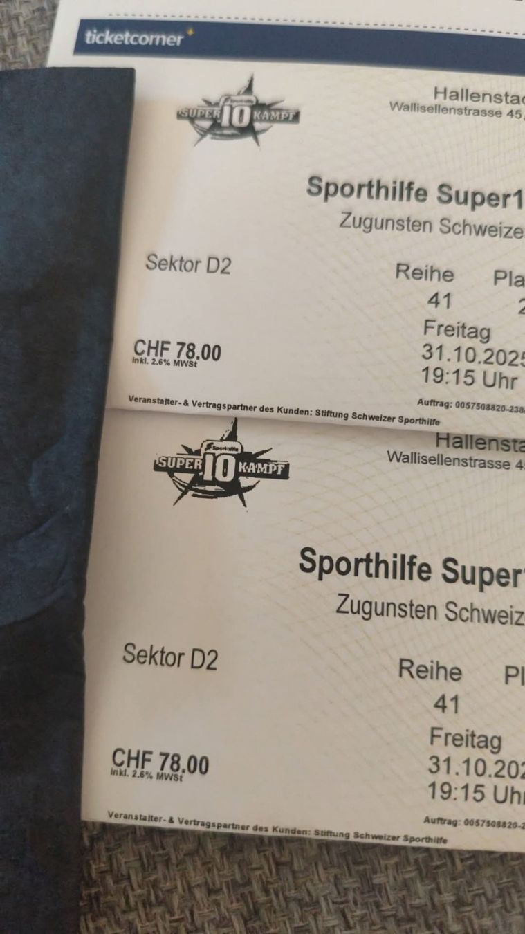 2 E - Tickets Sporthilfe Super10Kampf 2025, Preis beide 😀 (Neu (gemäss Beschreibung)) in Zürich ...