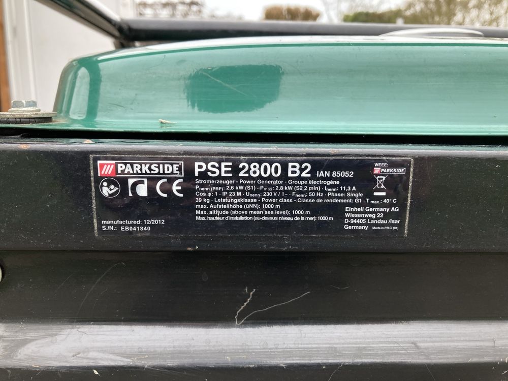 STROMGENERATOR PARKSIDE PSE 2800 B2 2,6kW (Gebraucht) in Zürich für CHF ...
