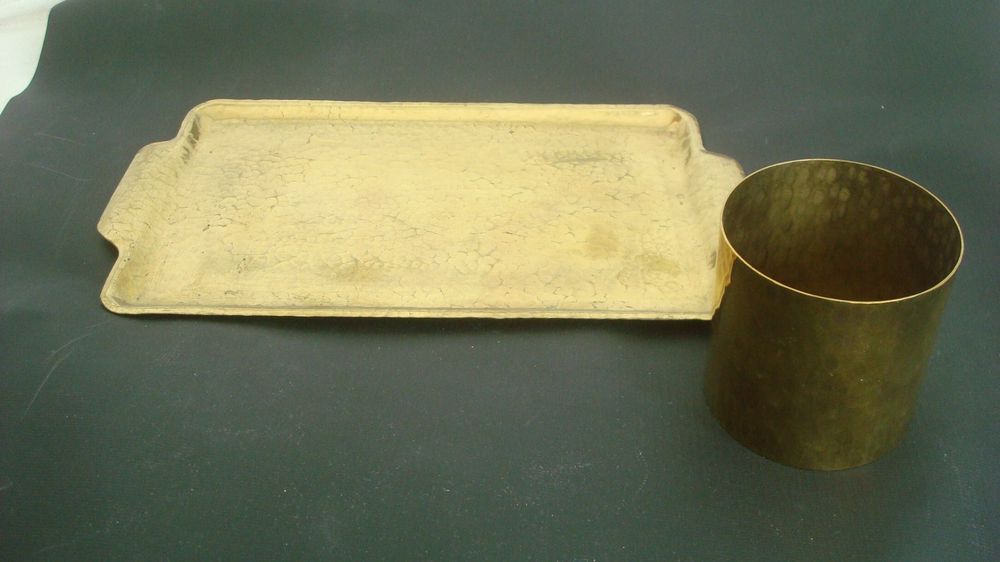 Messing Serviertablet und Messing Becher gehämmert markiert | Kaufen ...