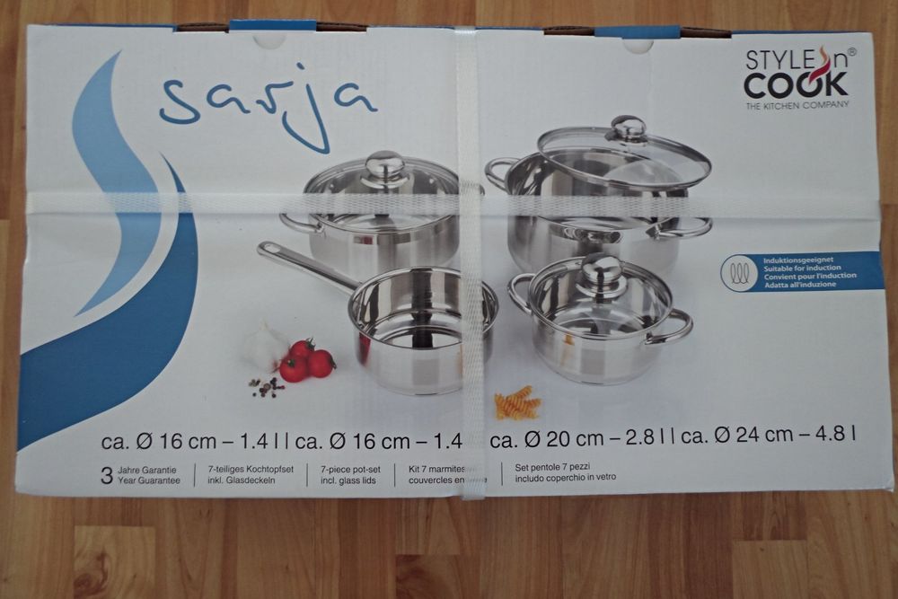 Kochtopf Set 7-teilig Edelstahl Glasdeckeln gratis Lieferung | Kaufen auf Ricardo