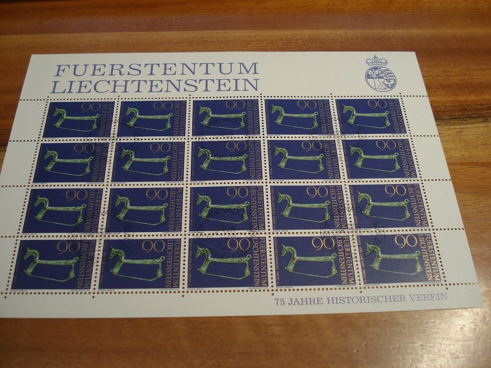 Liechtenstein 1976, Bogen Historischer Verein, ET-o (Gebraucht) in Niederwil AG für CHF 1 – mit ...