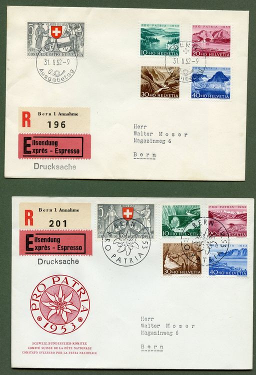 2 R-FDC Pro Patria Bern 1952 / 1953 | Kaufen auf Ricardo