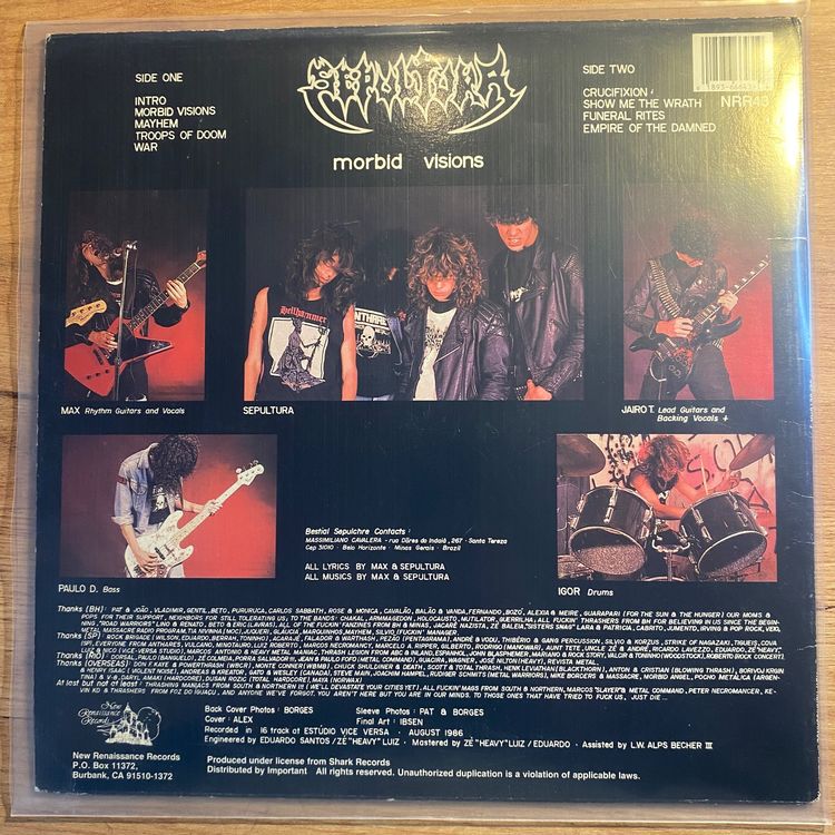 RARE : SEPULTURA « MORBID VISIONS » VINYLE LP 33 (Gebraucht) in Gals für CHF 70 – mit Lieferung ...