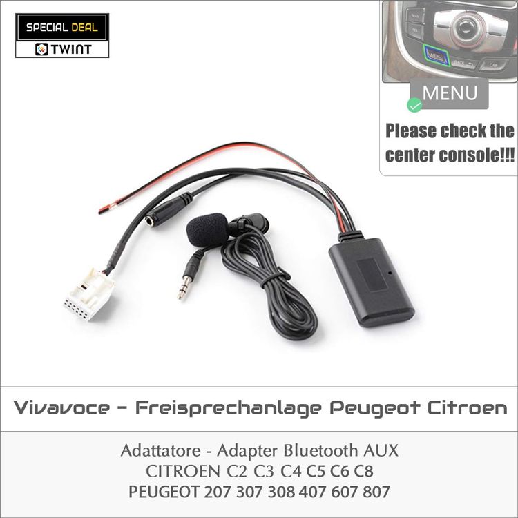 Peugeot RD4 207 307 308 407 607 807 Bluetooth Aux Adapter (Neu (gemäss ...