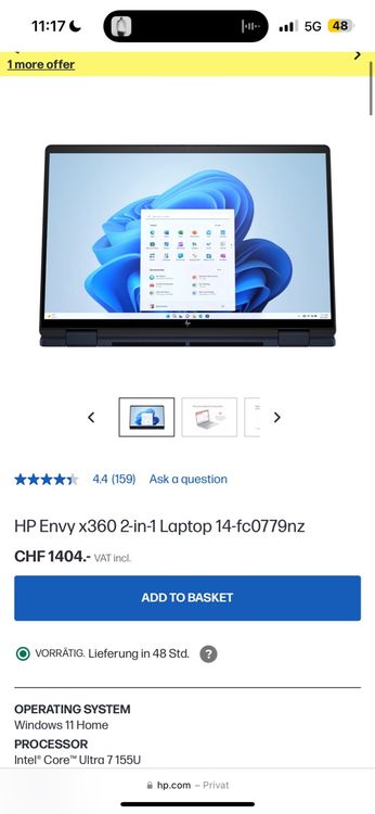 NEU!!! HP Envy x350 2 in-1 Laptop NP: 1400.- (Neu und originalverpackt) in Baden für CHF 749 ...