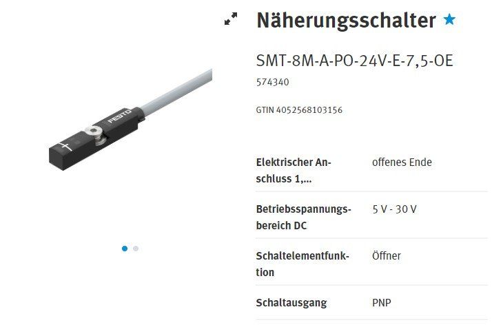 Festo SMT-8M-A-PO-24V-E-7,5-OE Sensor 574340 (Neu und originalverpackt ...