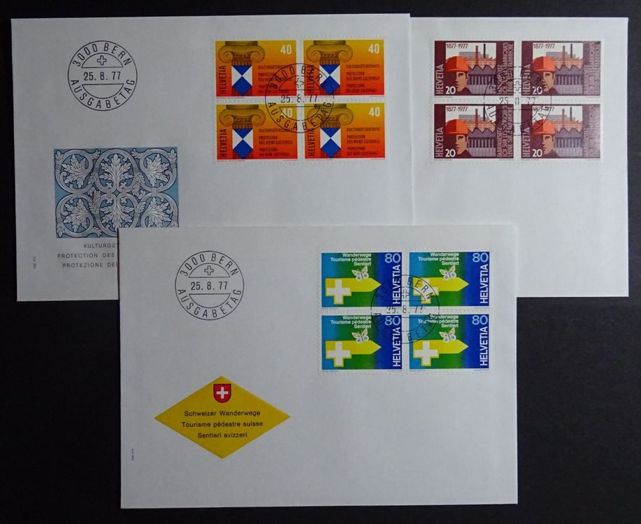 CH 1977, Serie Viererblocks auf 3 FDC's | Kaufen auf Ricardo