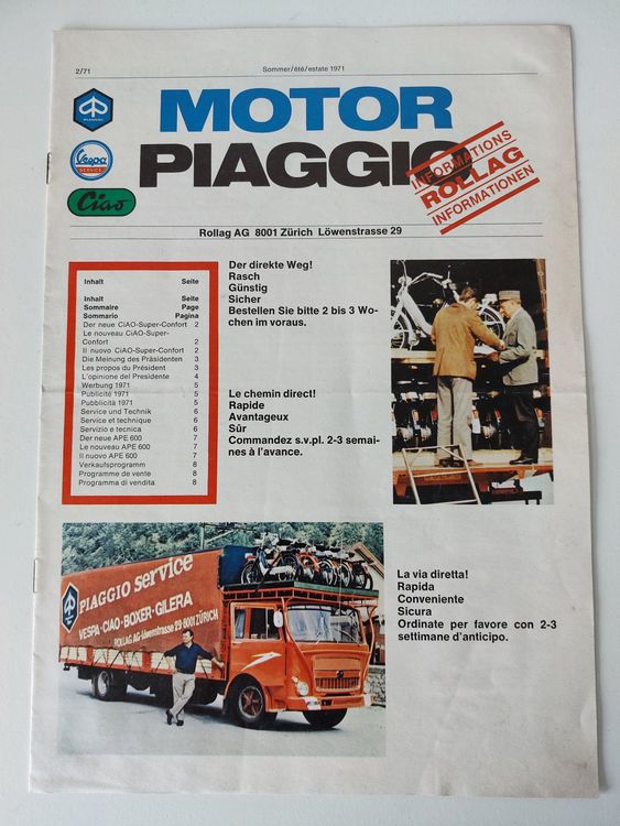 Prospekt Piaggio C7 Lusso, Ciao, Vespa 1971 | Kaufen auf Ricardo