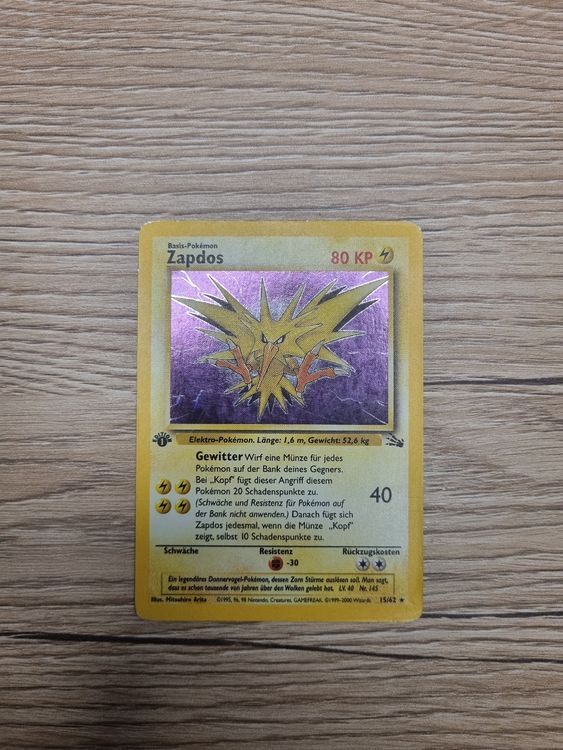 Zapdos (15/62) - Fossil, Holo German 1st Edition | Kaufen auf Ricardo