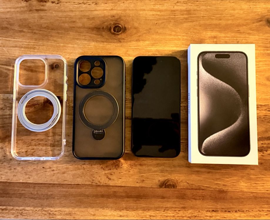 iPhone 15 Pro 256GB Black Titanium + 2 Hüllen - Top Zustand (Gebraucht ...