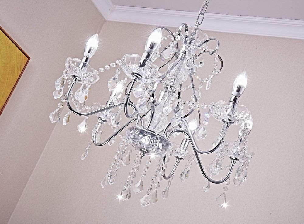 Kristall Kronleuchter Deckenlampe Chrom 6 flammig NEU (Neu und ...