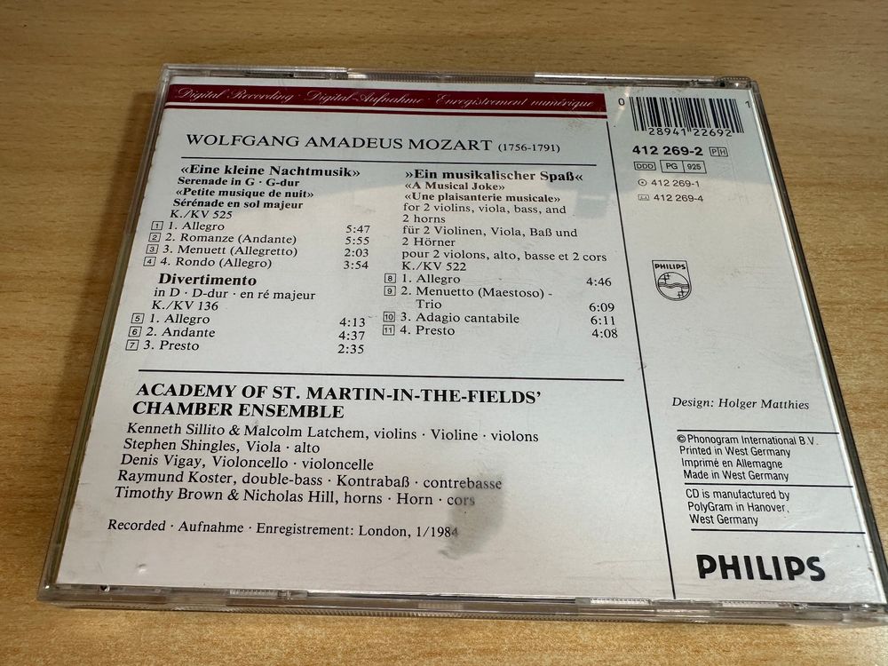 T8 Mozart Martin-in-the-Fields Eine Kleine Nachtmusik KV 136 (Gebraucht ...