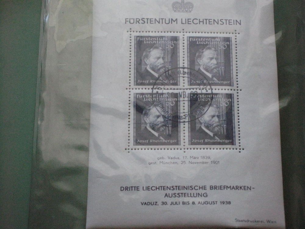 3. Liechtensteinische Briefmarkenausstellung 1938 | Kaufen auf Ricardo