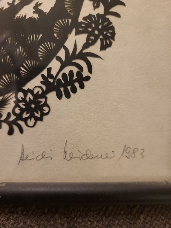 Original Scherenschnitt Heidi Widmer signiert, 1983 gerahmt | Kaufen auf Ricardo