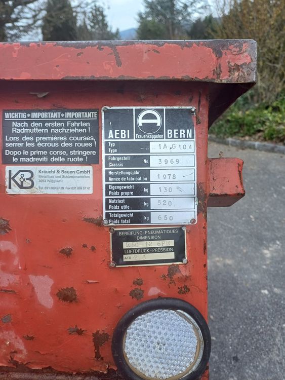 Aebi Einachsanhänger/Kipper (Gebraucht) in Utzenstorf für CHF 626 – nur Abholung auf Ricardo kaufen