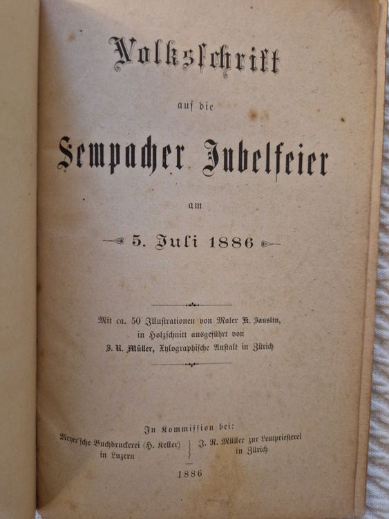 Sempacher Jubelfeier 1886 (Illustrierte Volksschrift) (Gebraucht) in ...