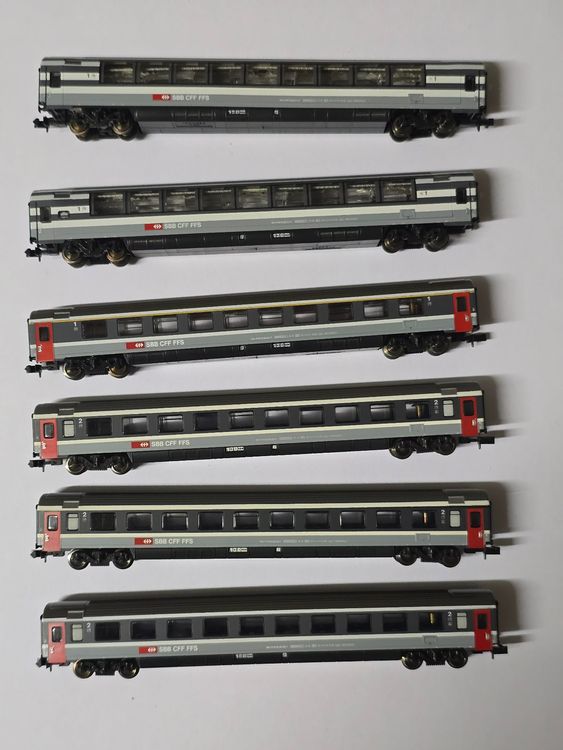 6 voitures EuroCity SBB Minitrix N avec éclairage (Gebraucht) in ...